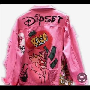 Jackets & Coats | Pink Denim Jacket Women Graffiti | Poshmark